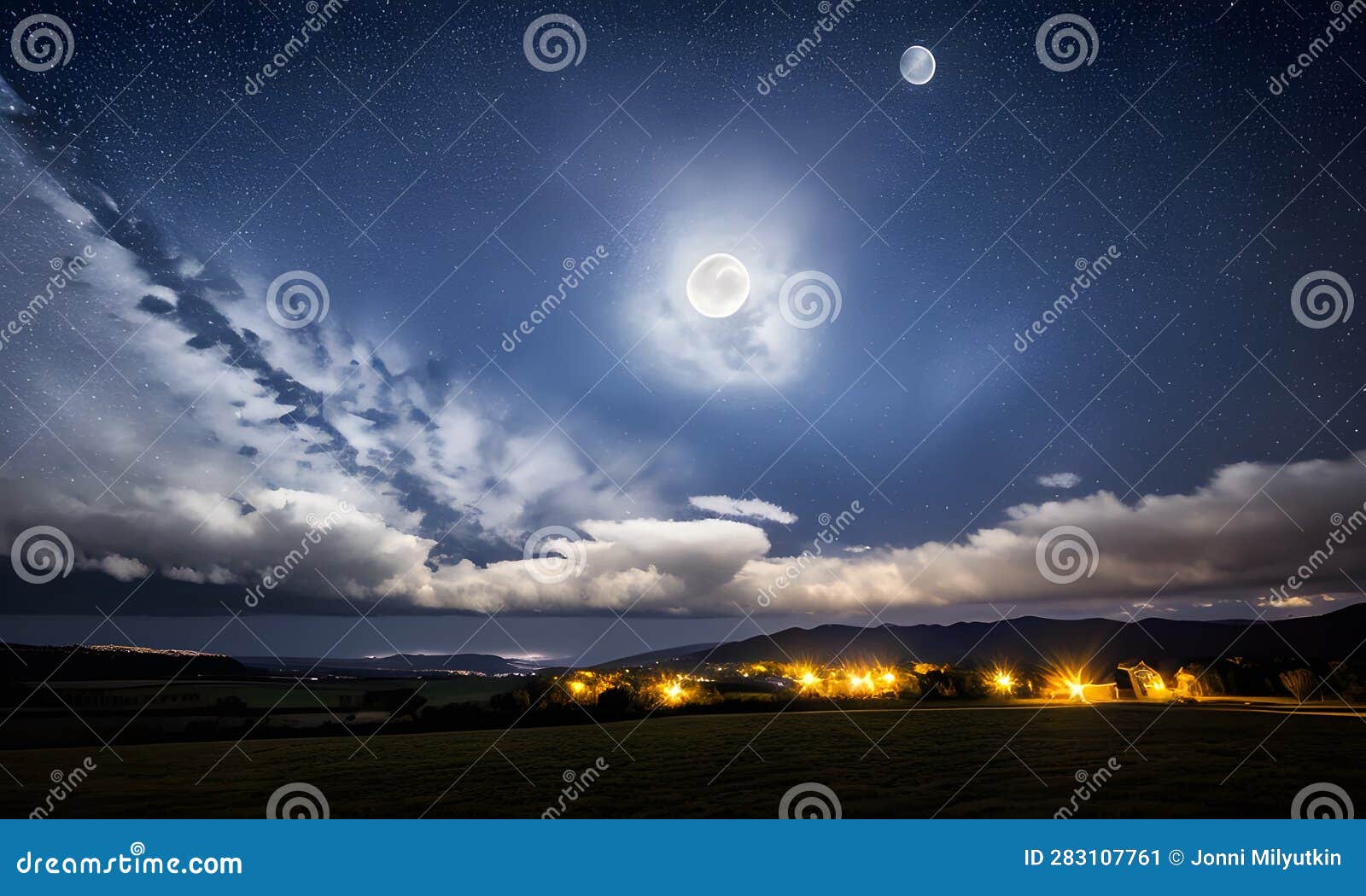 Starry Night, Clouds, Moon, Moonlight Stock Image - Image of lapse ...