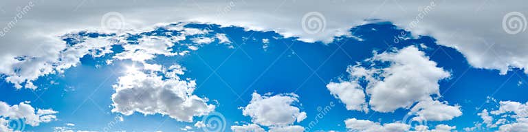 Sky 360 with Clouds and Sun. Image with 3D Spherical Panorama with 360 ...