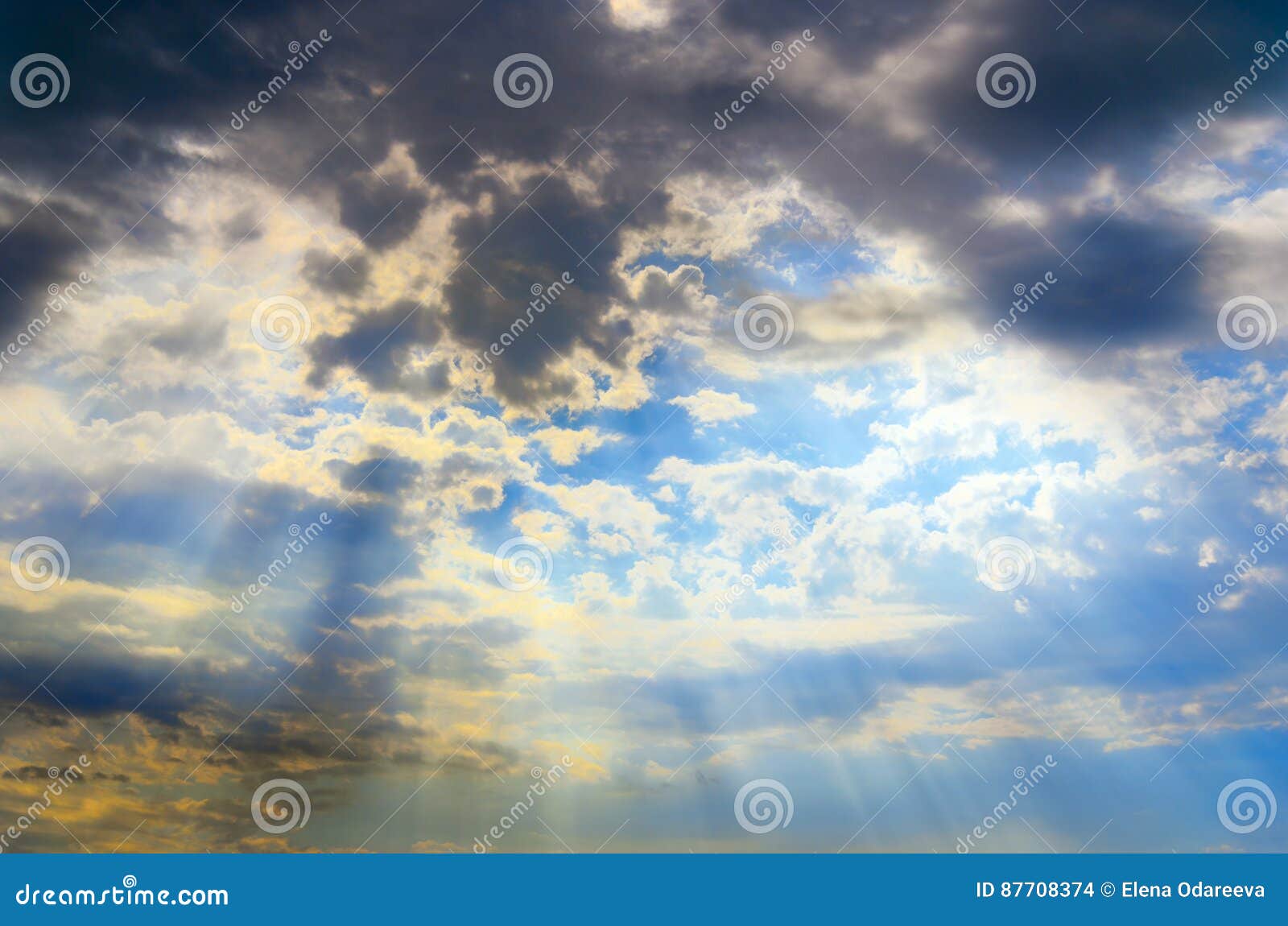 Sky with Clouds and Sun Rays Stock Photo - Image of rays, bright: 87708374