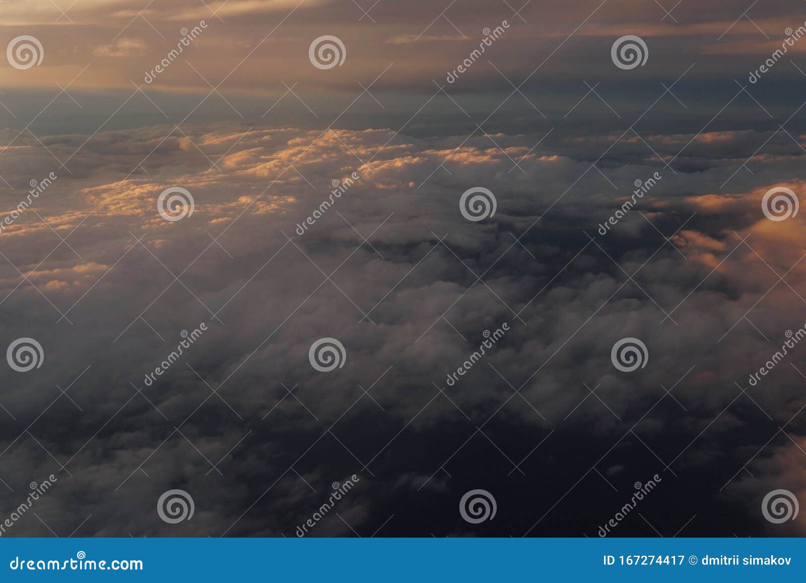 Sky with Clouds at Sunset from Inside the Plane Landscape Stock Image ...