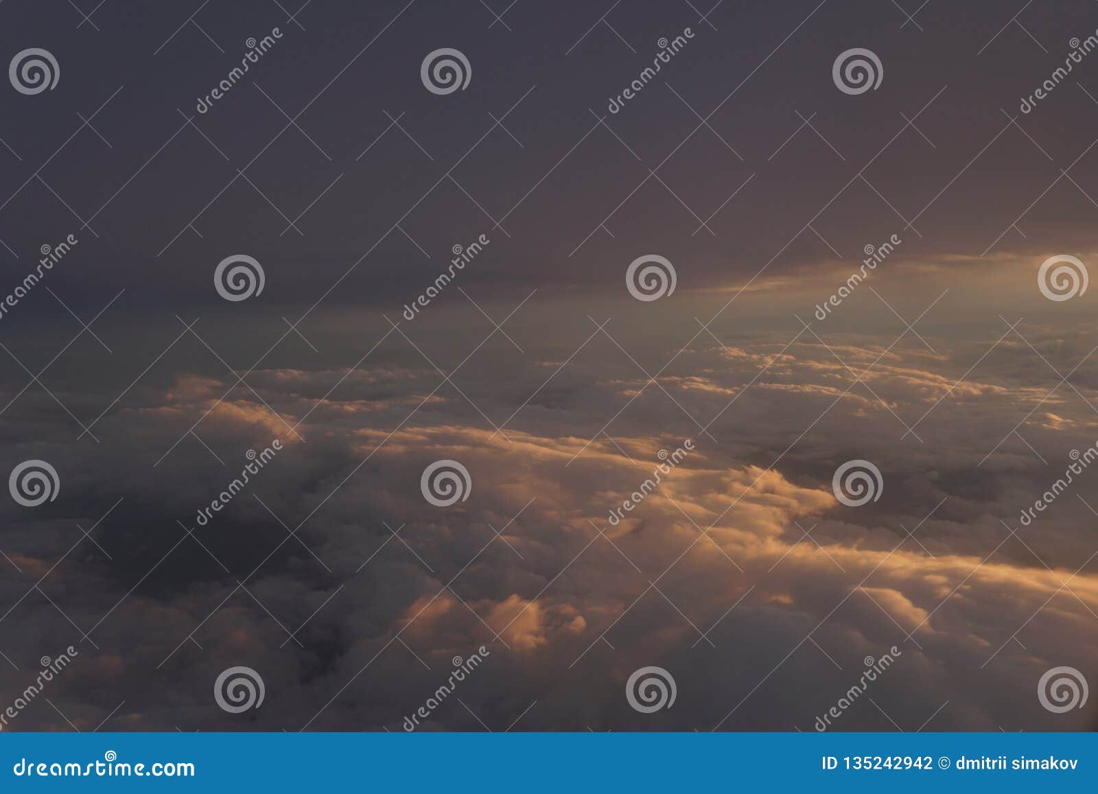Sky with Clouds at Sunset from Inside the Plane Landscape Stock Photo ...