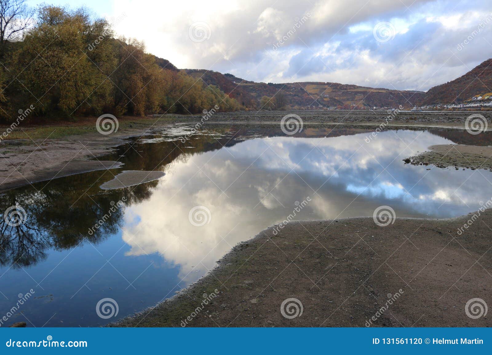 Reflections at the river stock photo. Image of mittelrheintal - 131561120