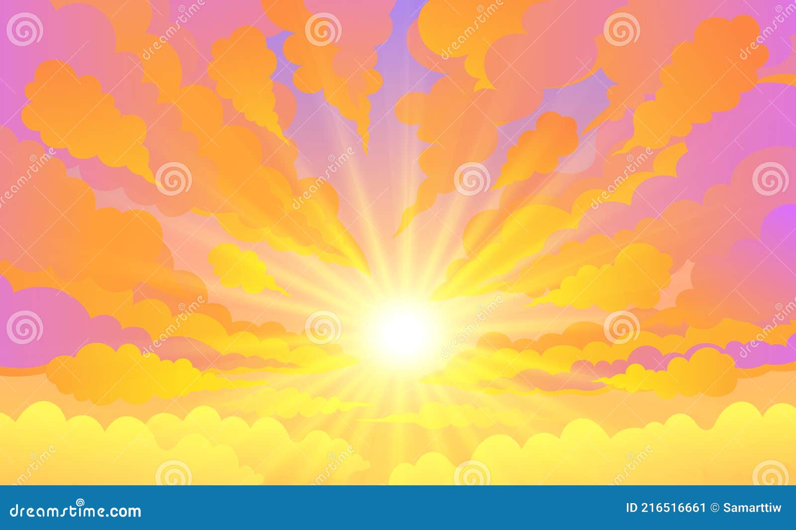 Sun Shining in the Evening. Sky Twilight Background Vector Stock Vector ...