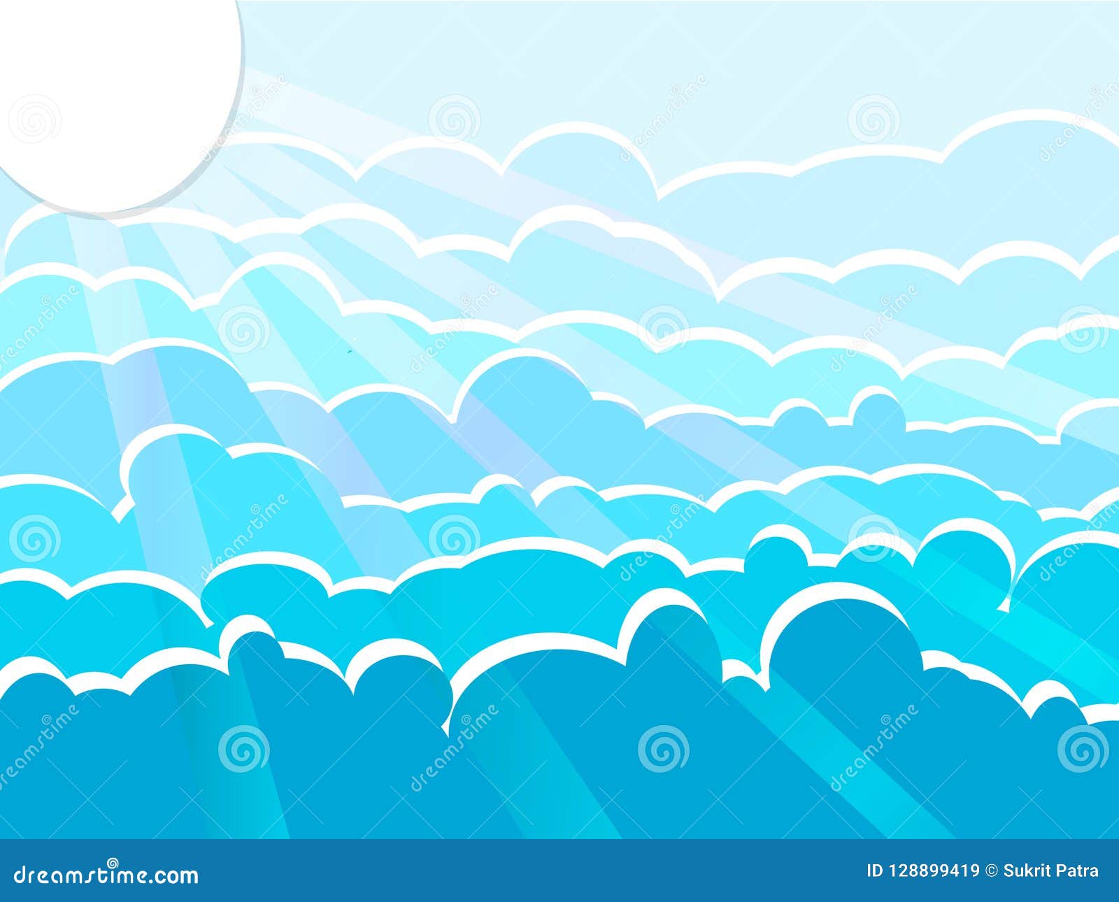 The Sky is Cloudy in the Sun Shines in the Direction. Vector ...