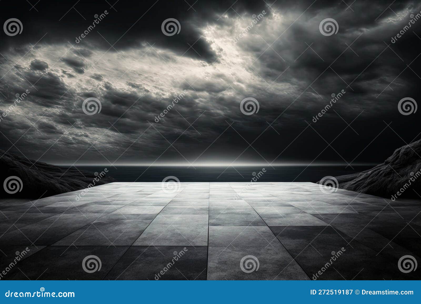 Sky and Concrete Floor Horizon Presentation Backdrop Stock Illustration ...
