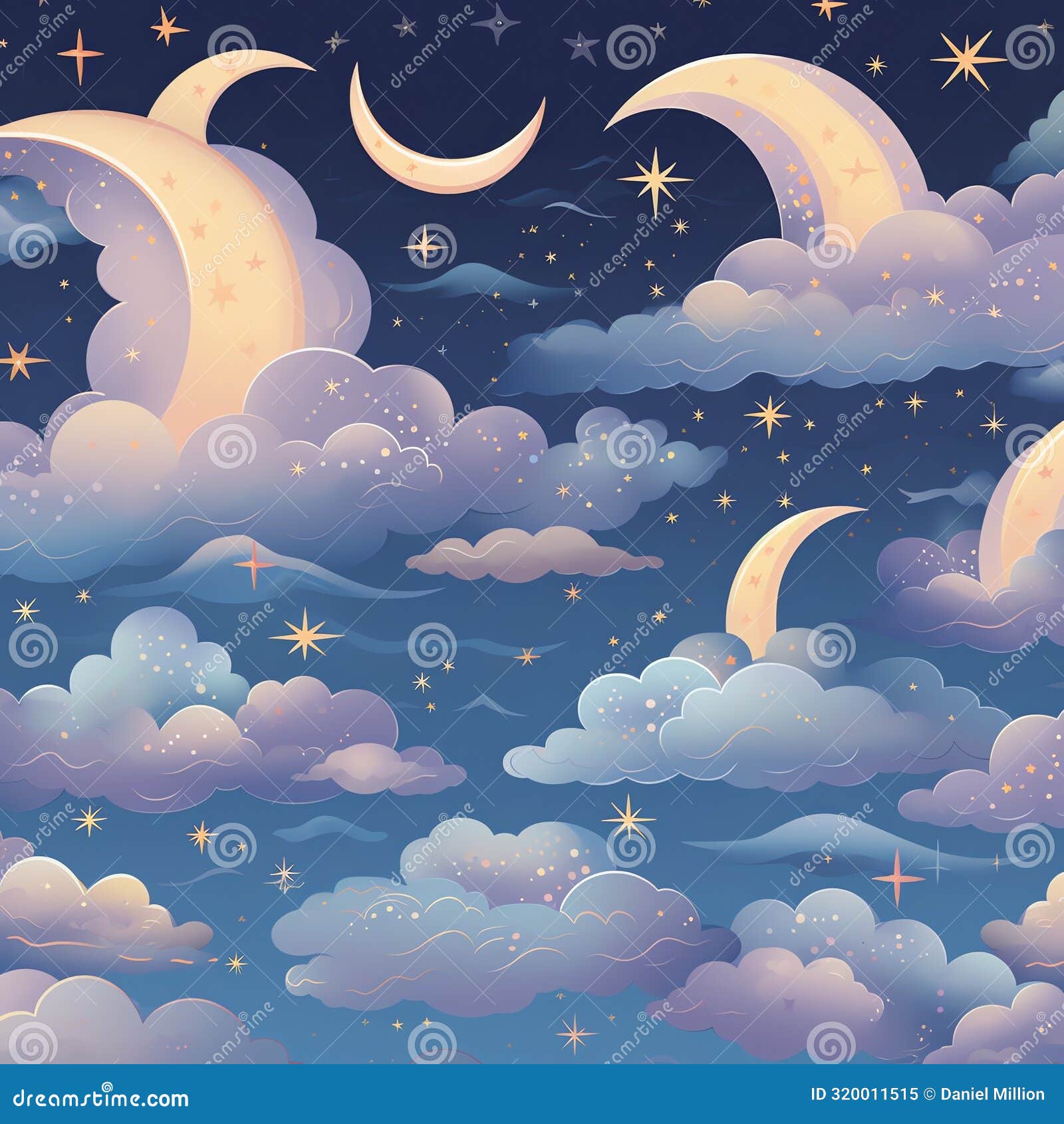 Sky Crescent Moon Background, Design Seamless Pattern, for Nursery ...