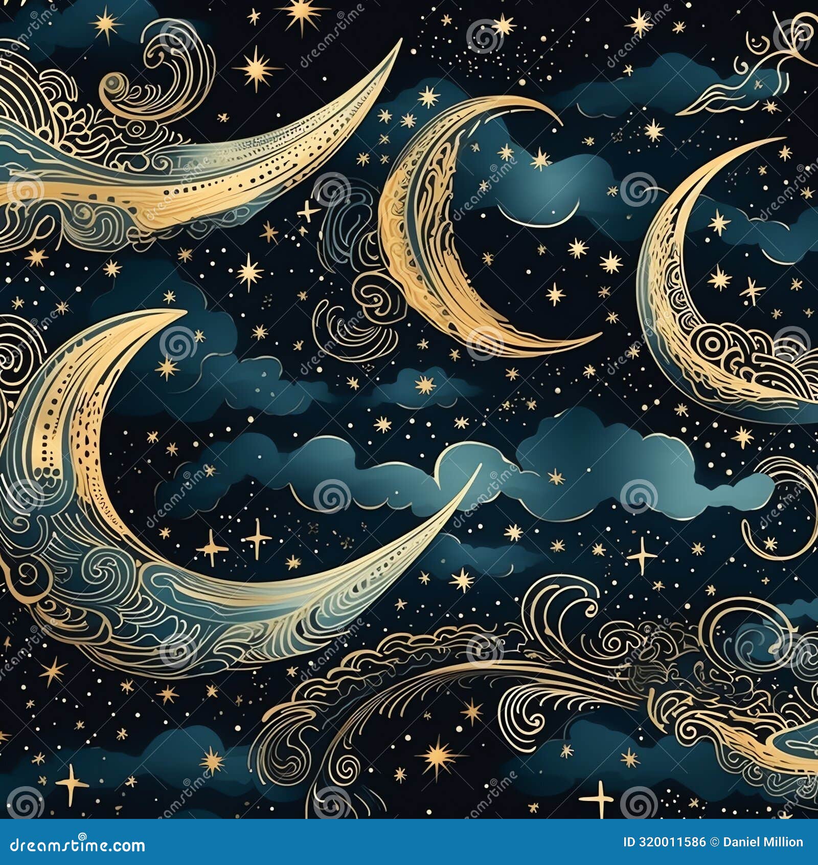 Sky Crescent Moon Background, Design Seamless Pattern, For Nursery ...