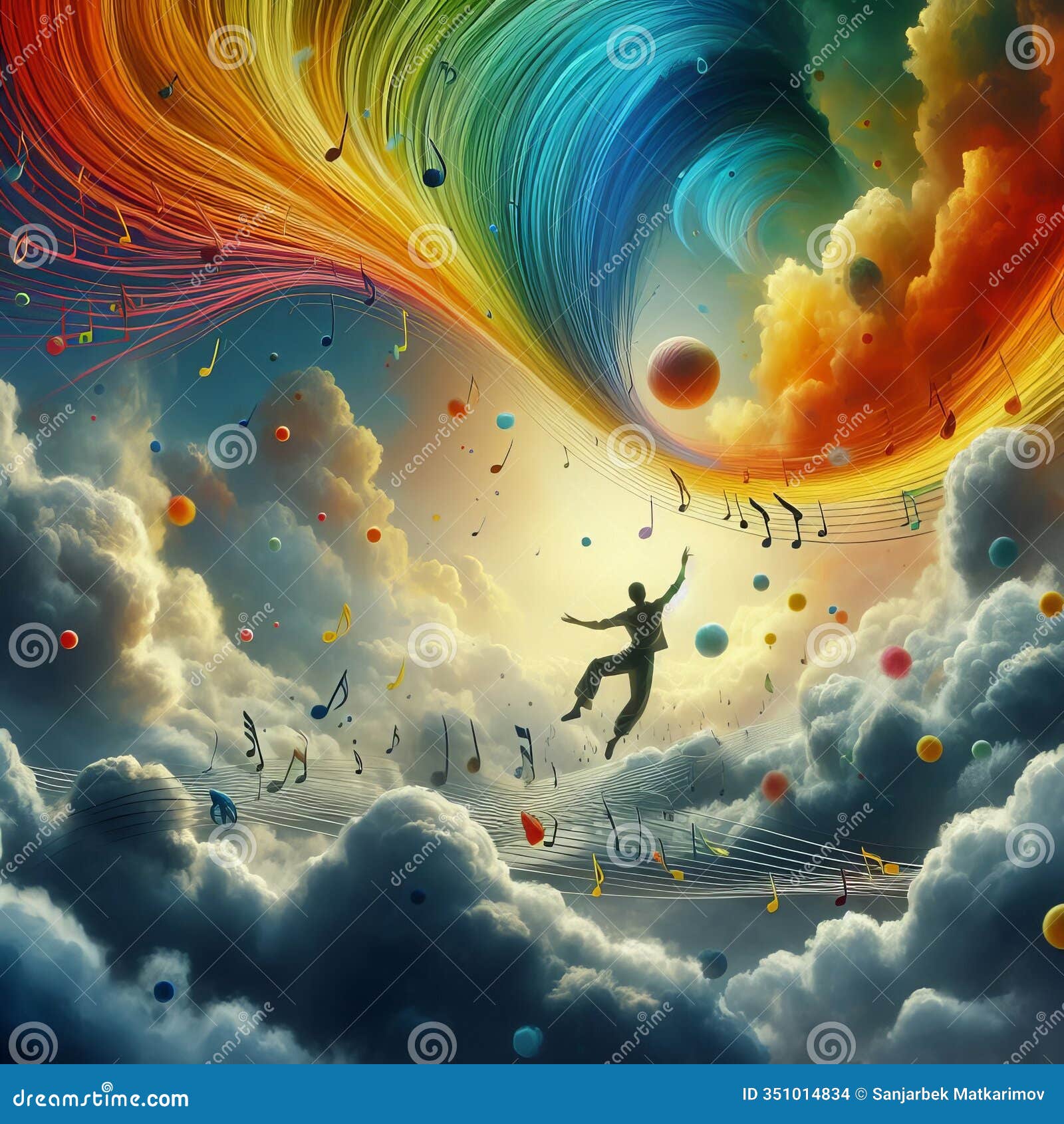 Sky Dance a Surreal Image of a Man Dancing among Clouds in the S Stock ...