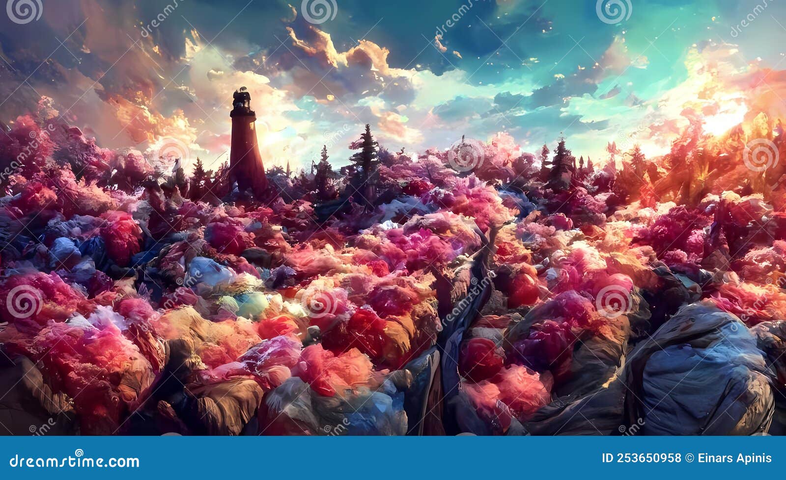 Exoplanet Landscape Beautiful Forest on an Alien World Stock ...