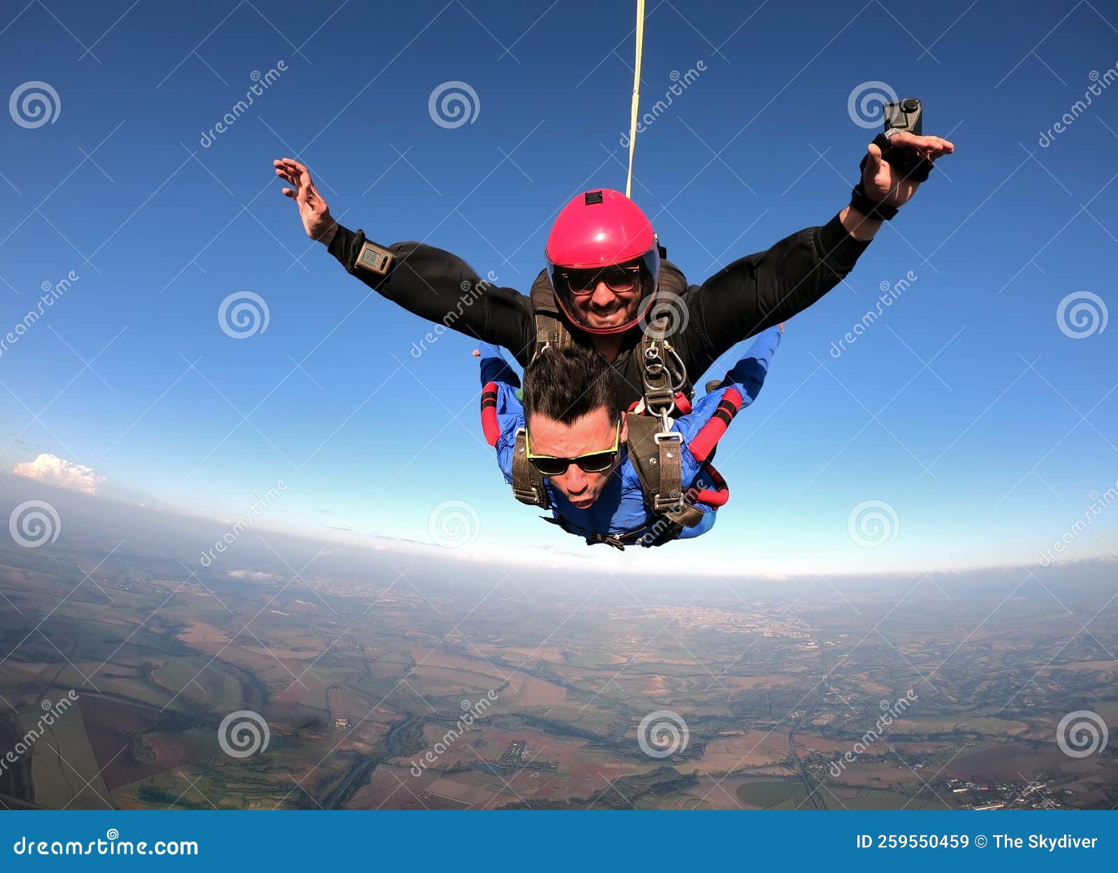 Sky Dive Tandem Friends at the Sunset Stock Image - Image of friends ...