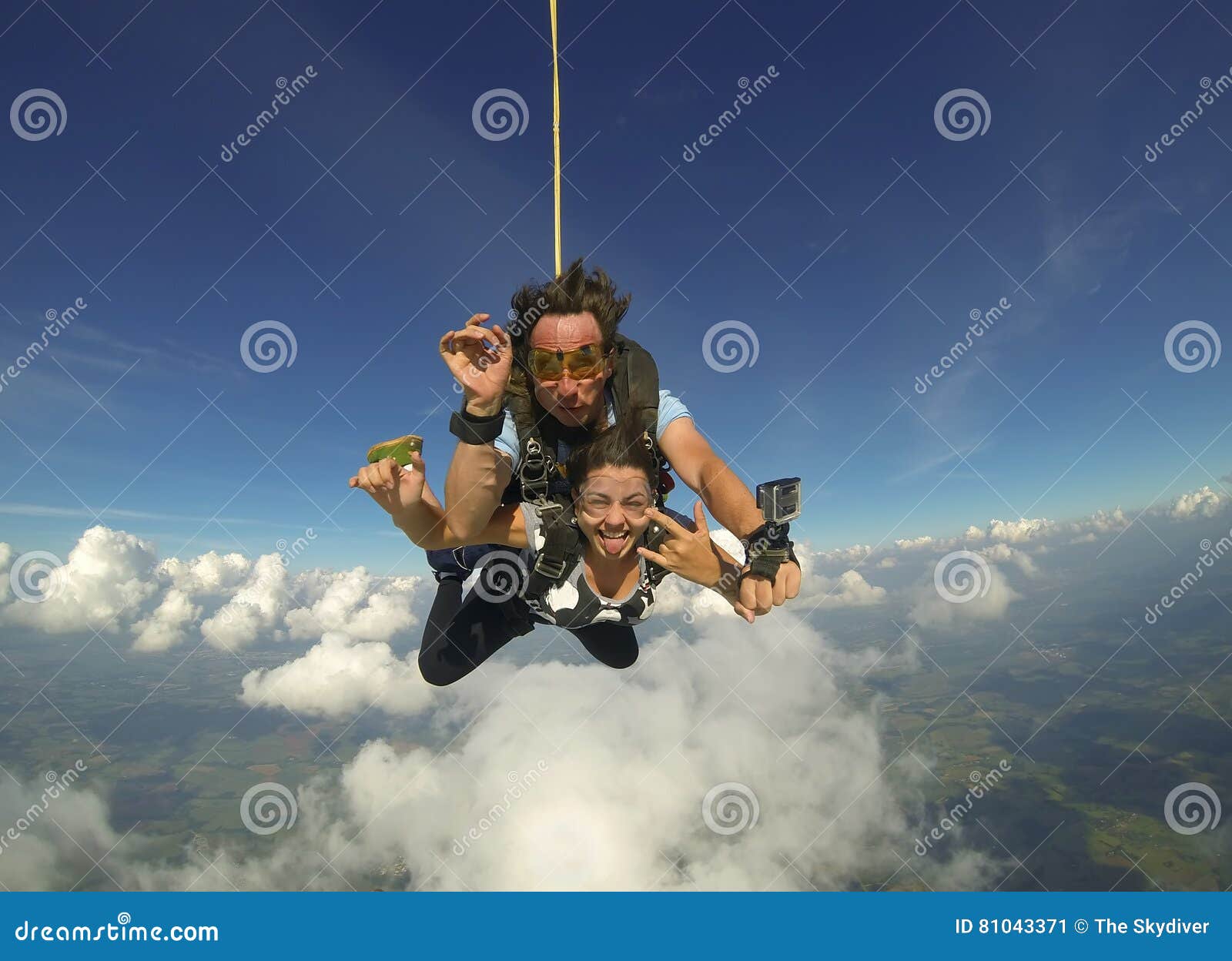 Sky Diving Tandem Happiness Stock Image - Image of couple, adventure ...