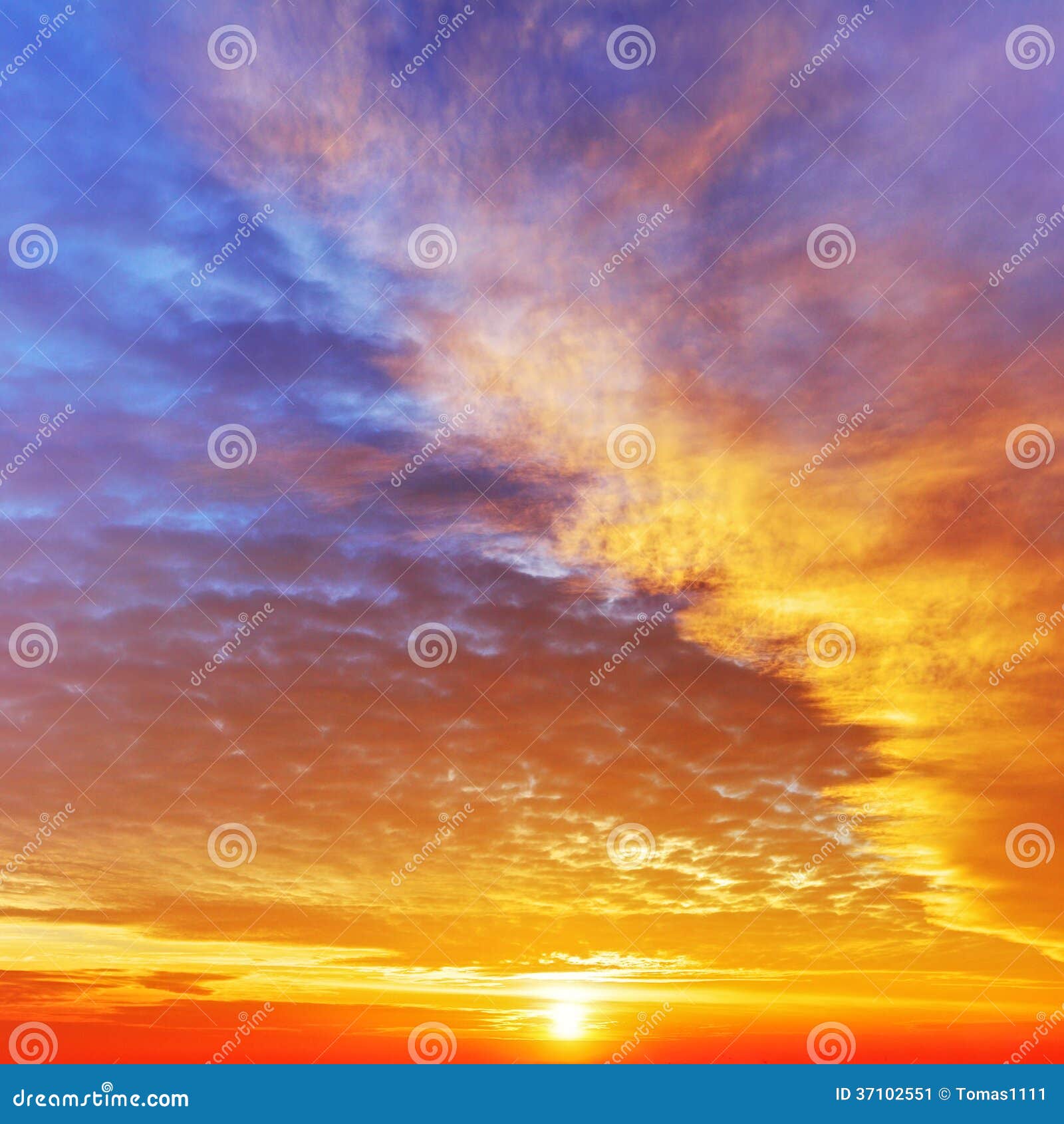 Sky with Dramatic Cloudy Sunset and Sun Stock Image - Image of cloudy ...