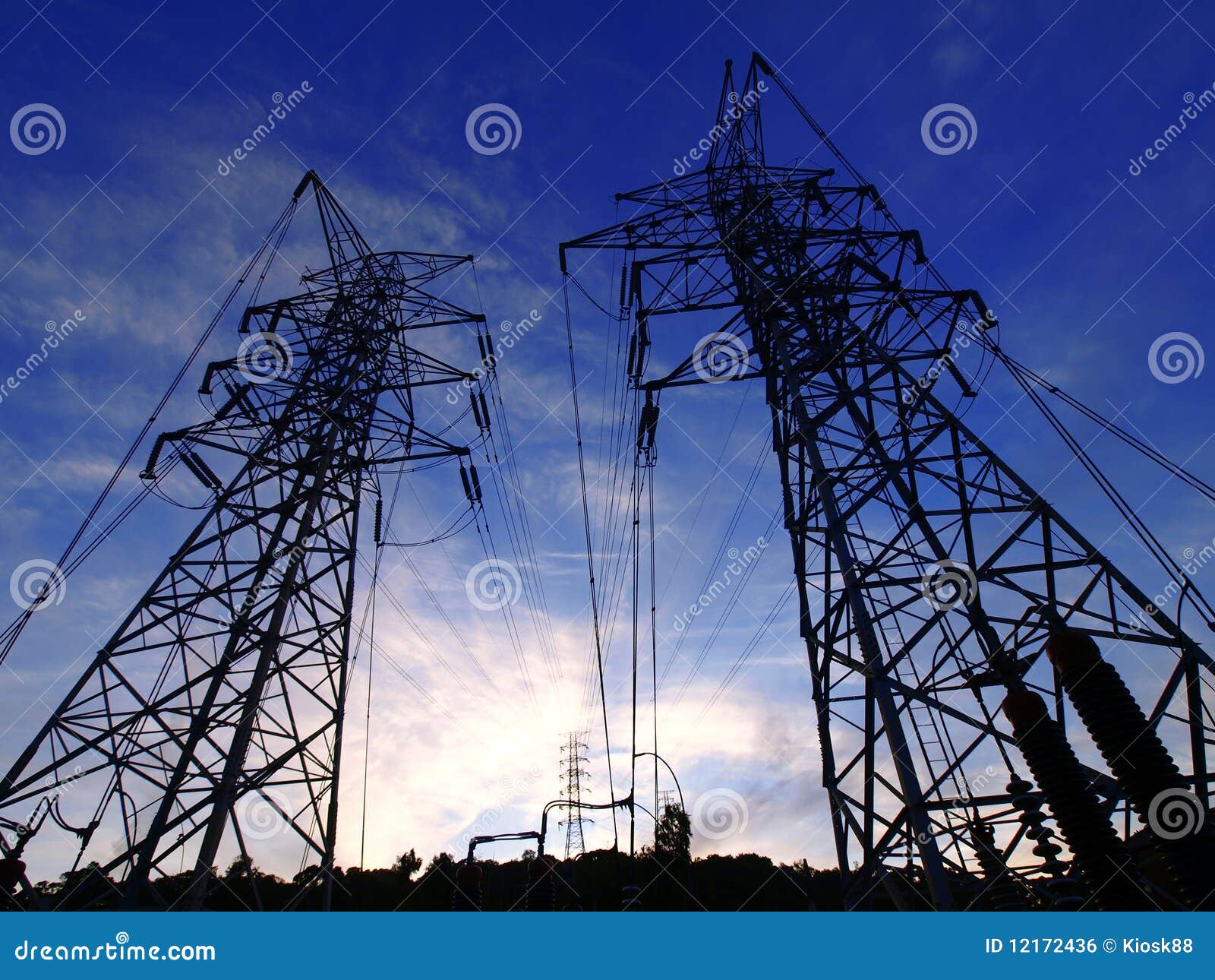 Sky and electric towers stock photo. Image of energy - 12172436