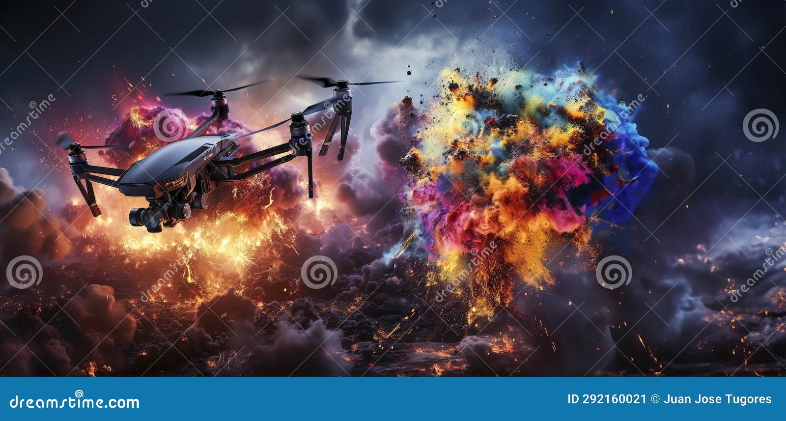 Sky Eruption: a Drone S Explosive Demise Stock Illustration ...