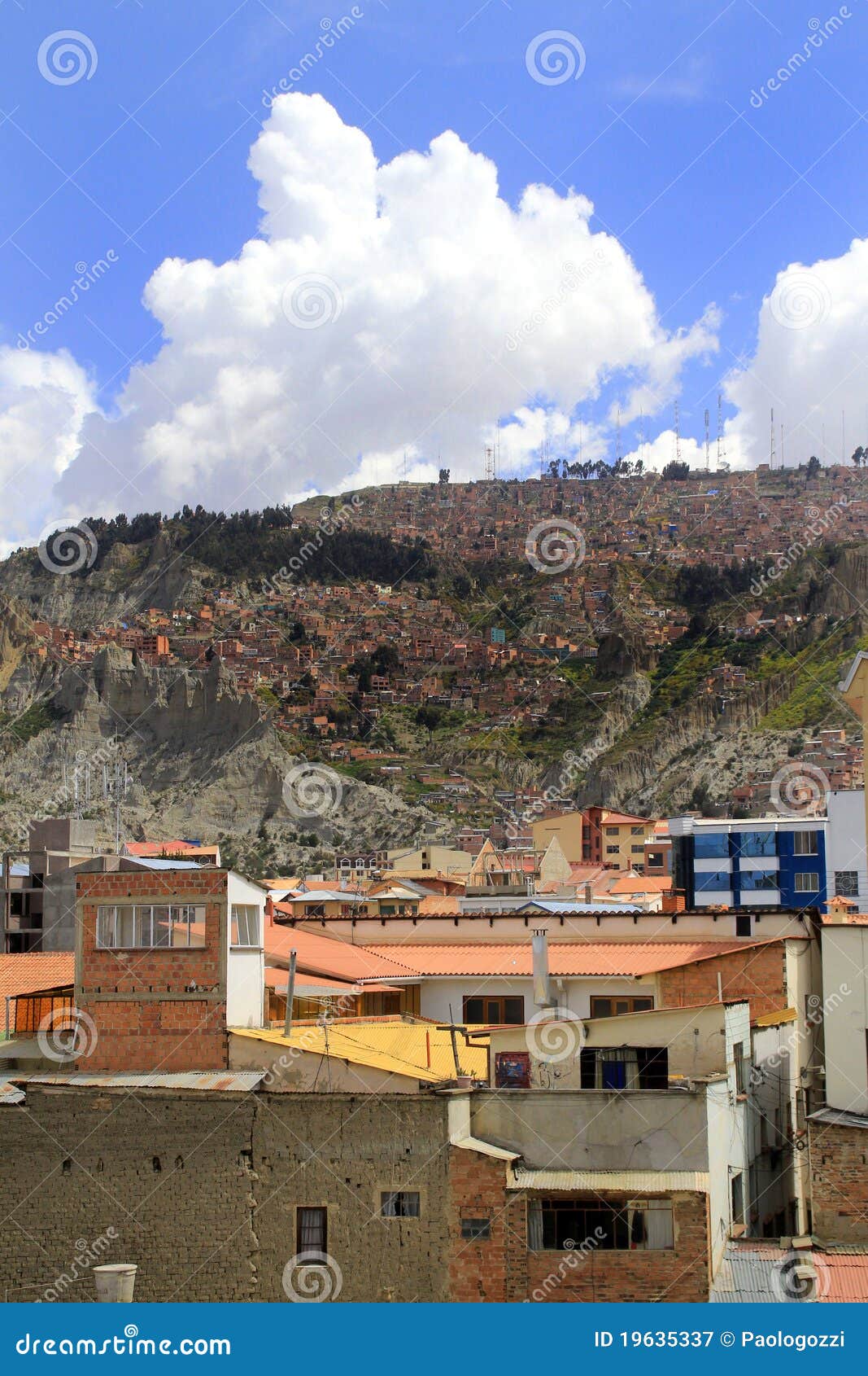 Sky, favelas and clouds stock image. Image of crowd, bolivia - 19635337