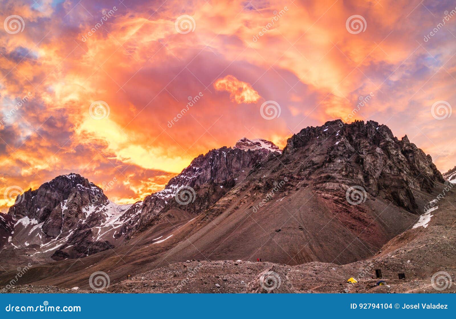 The Sky on Fire at the Mountain Stock Photo - Image of aconcagua ...