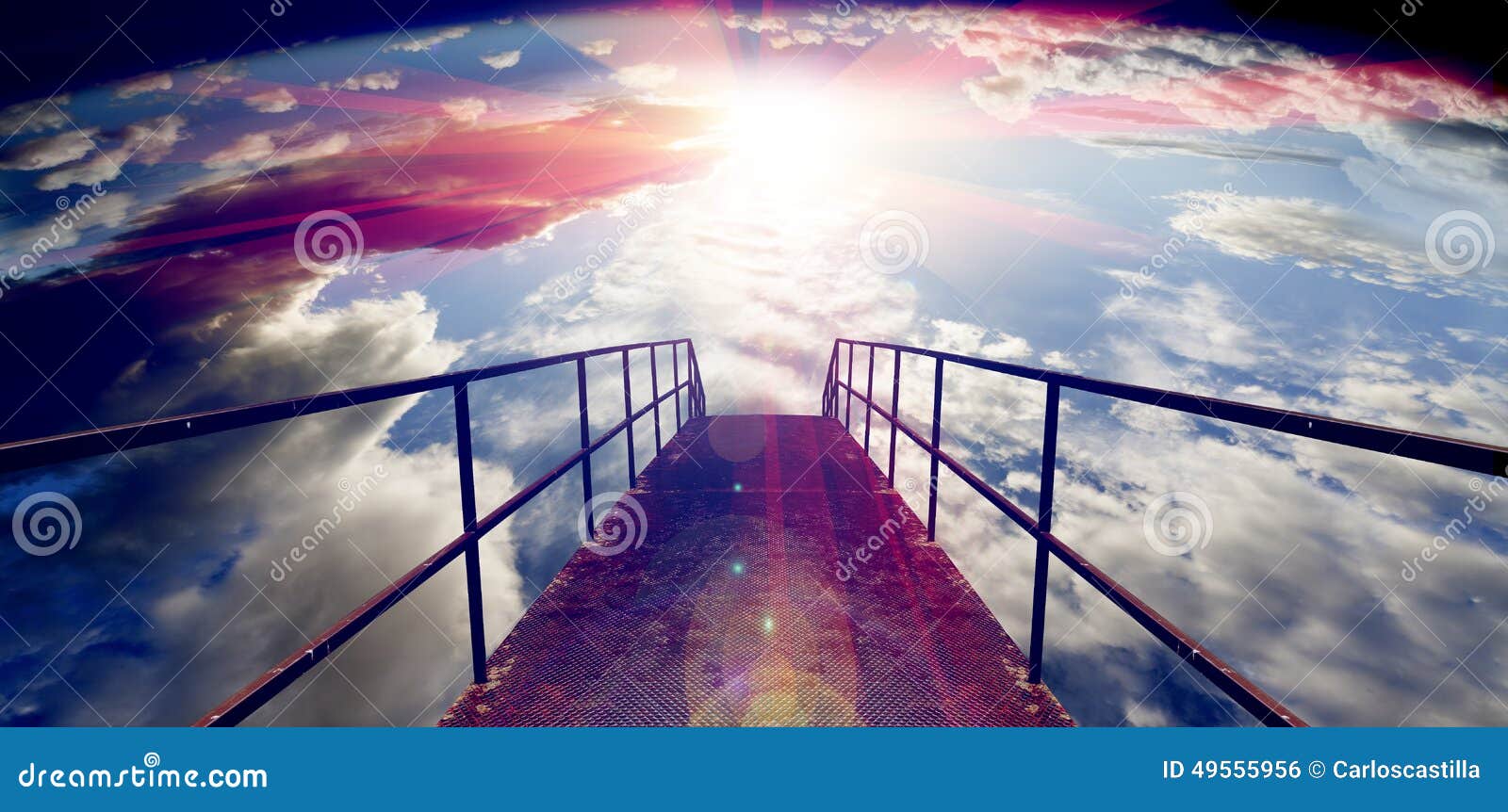 Sky and Floor Gateway or Small Bridge Background Stock Illustration ...