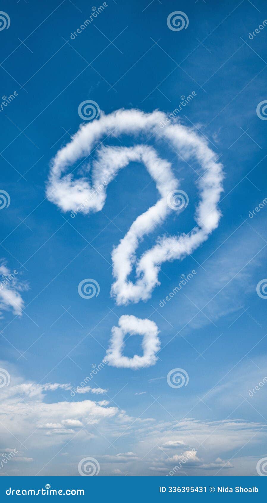 Sky with Fluffy Clouds, Prominent Question Mark Shaped Cloud Evokes ...