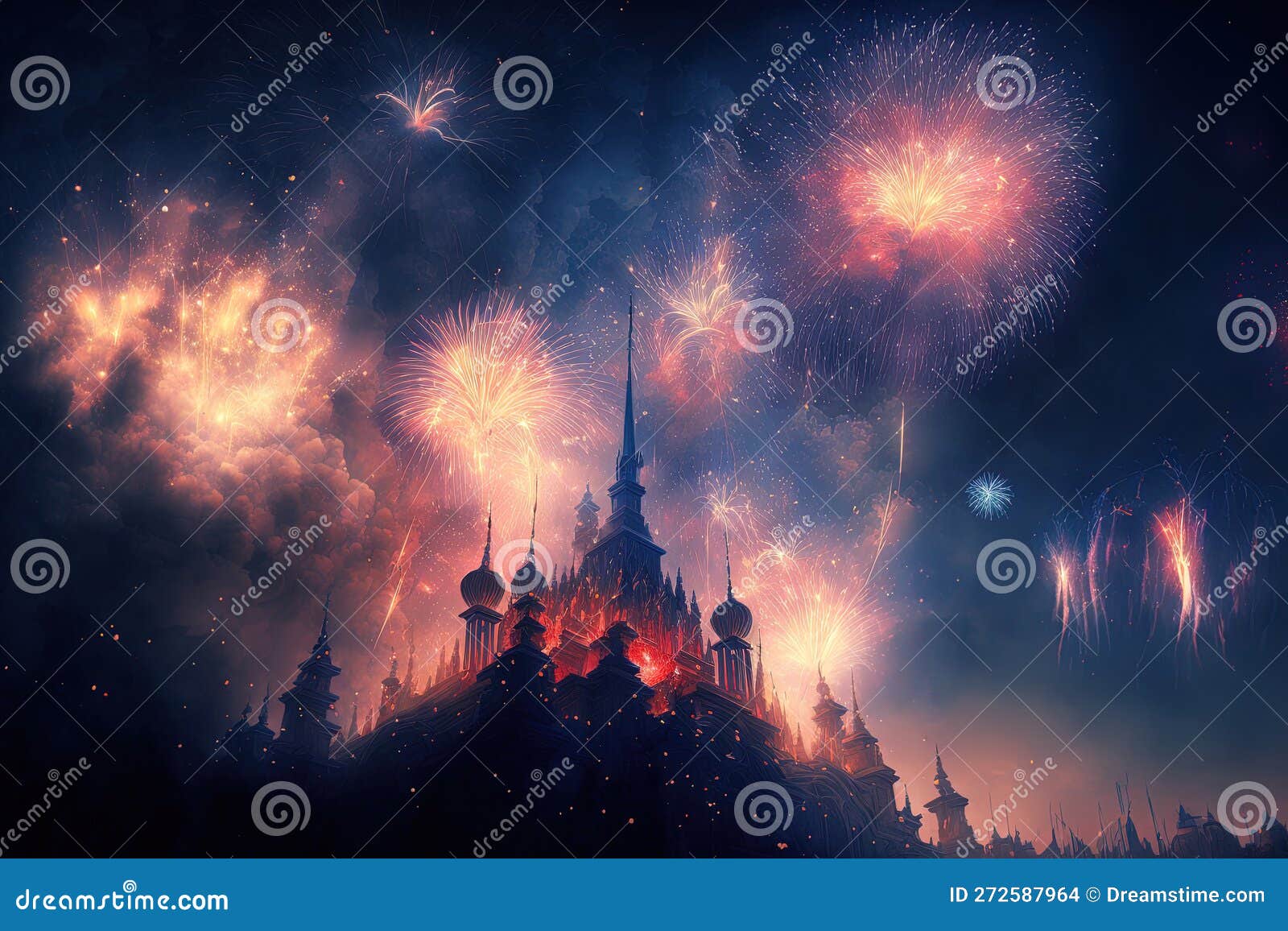 Sky high fireworks display stock illustration. Illustration of bursting ...