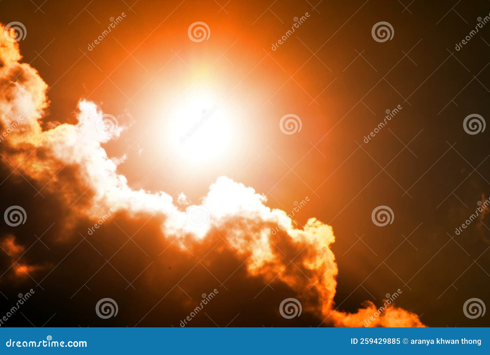 The Sky with the Hot Sun Passing through the Black Clouds Stock Image ...