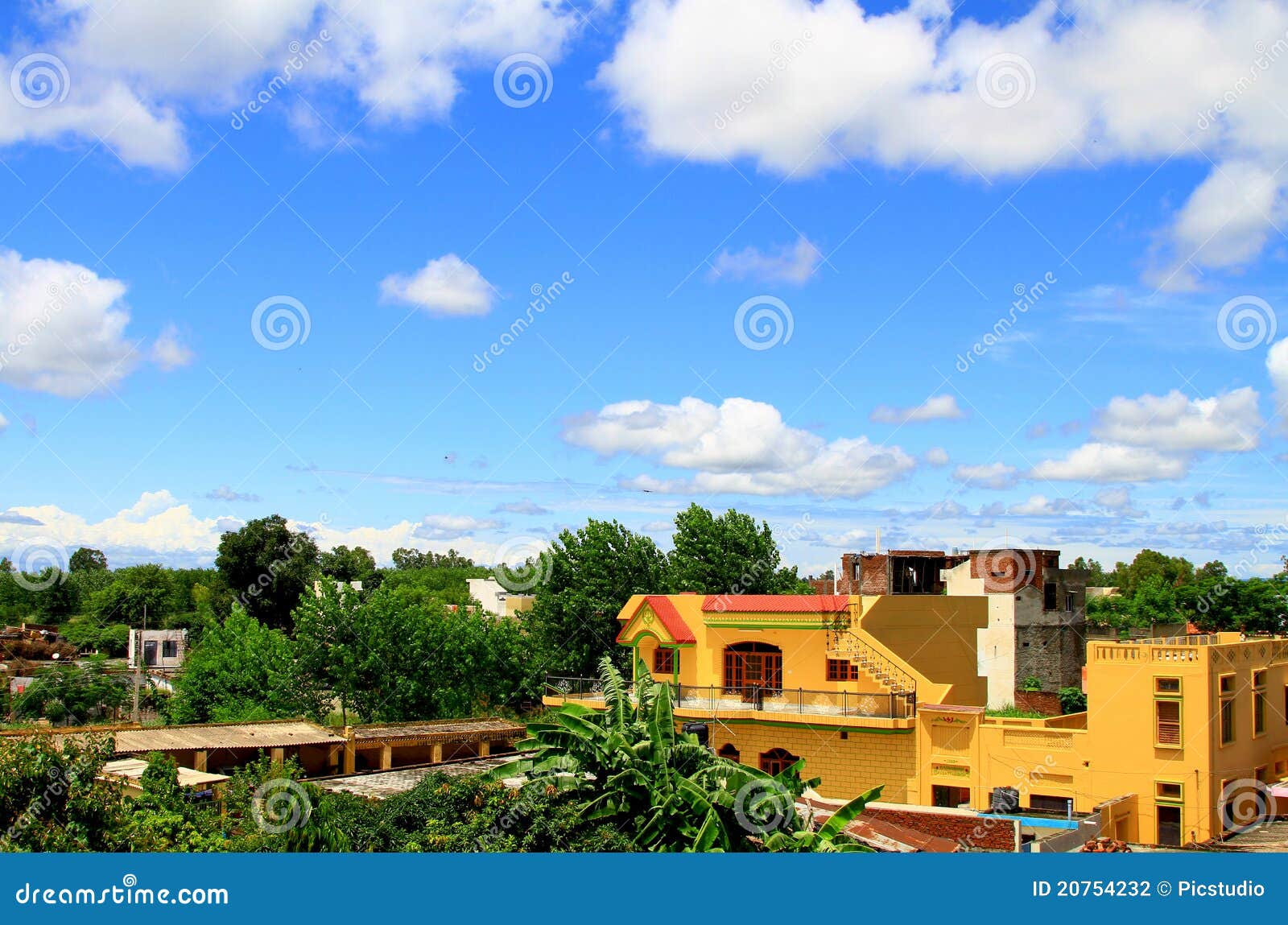 Sky and houses stock photo. Image of urban, clear, detail - 20754232