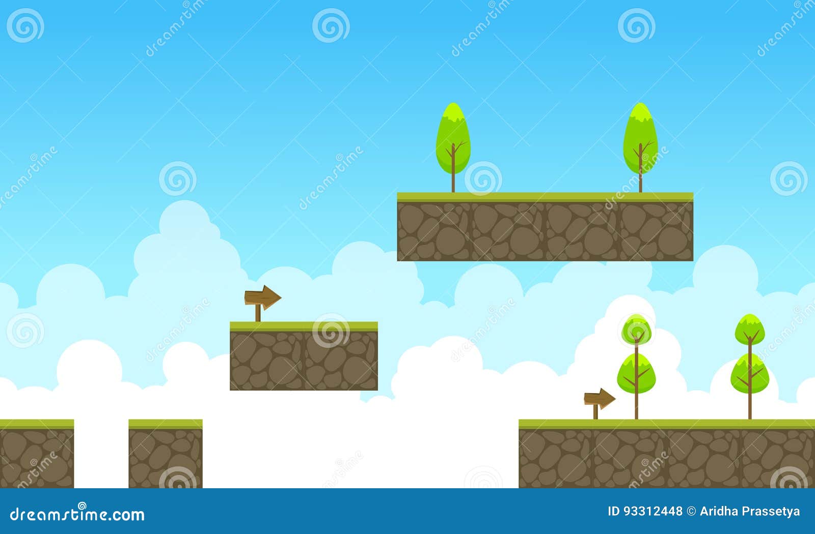 Sky Landscape Background Game Collection Stock Vector - Illustration of ...