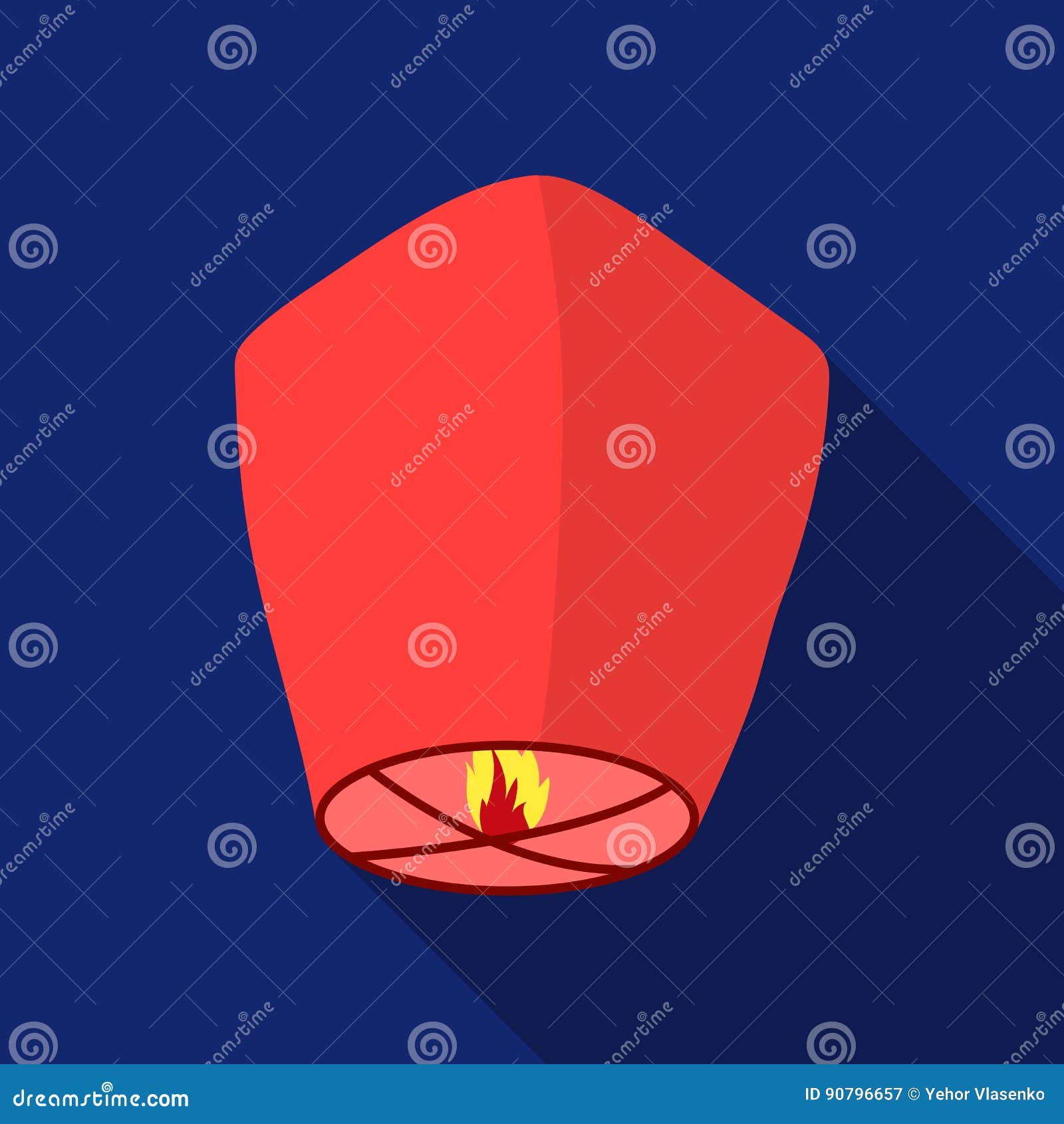 Sky Lantern Icon in Flat Style Isolated on White Background. Light ...