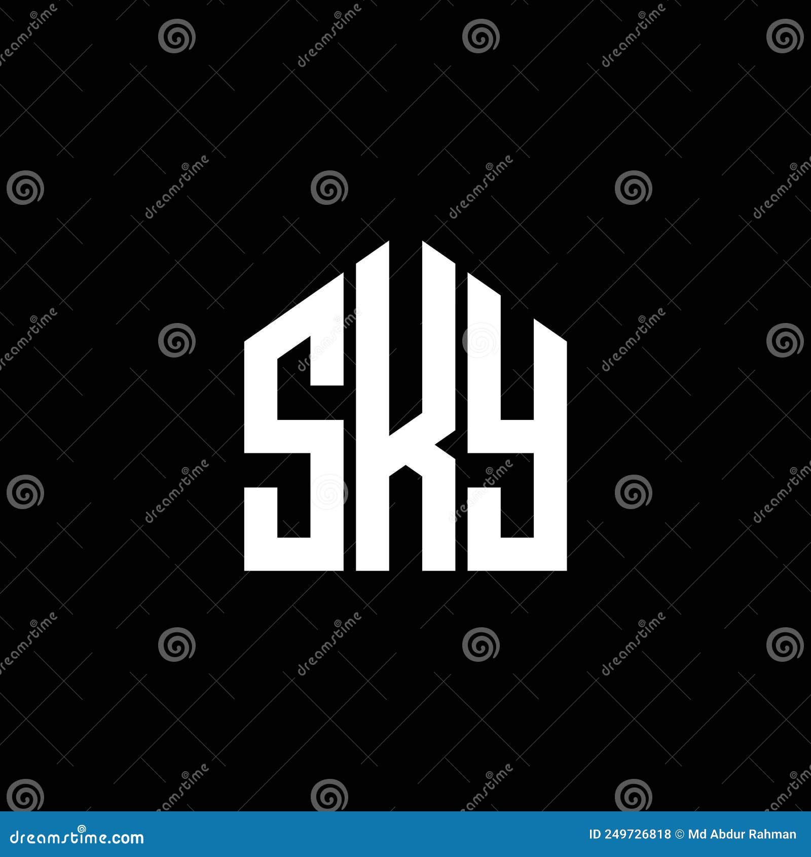 SKY Letter Logo Design on BLACK Background. SKY Creative Initials ...