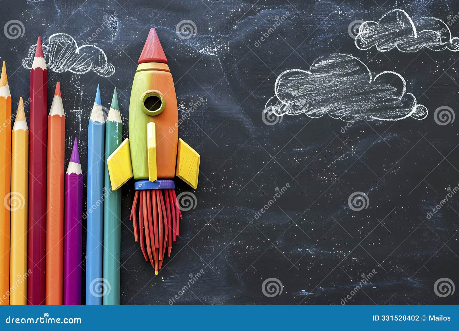 Sky the Limit Back To School with Handmade Rocket. Stock Photo - Image ...