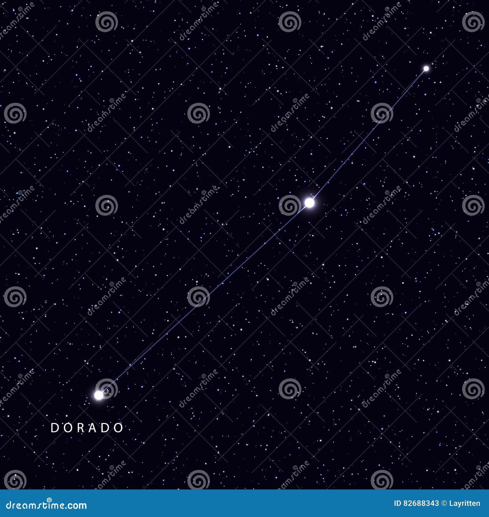 Constellation Dorado, Goldfish, Night Star Sky Cartoon Vector ...