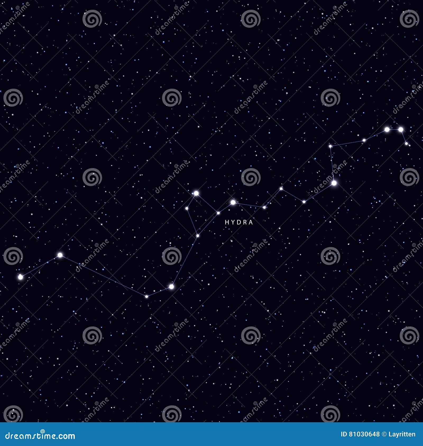 Sky Map with the Name of the Stars and Constellations. Stock Vector ...