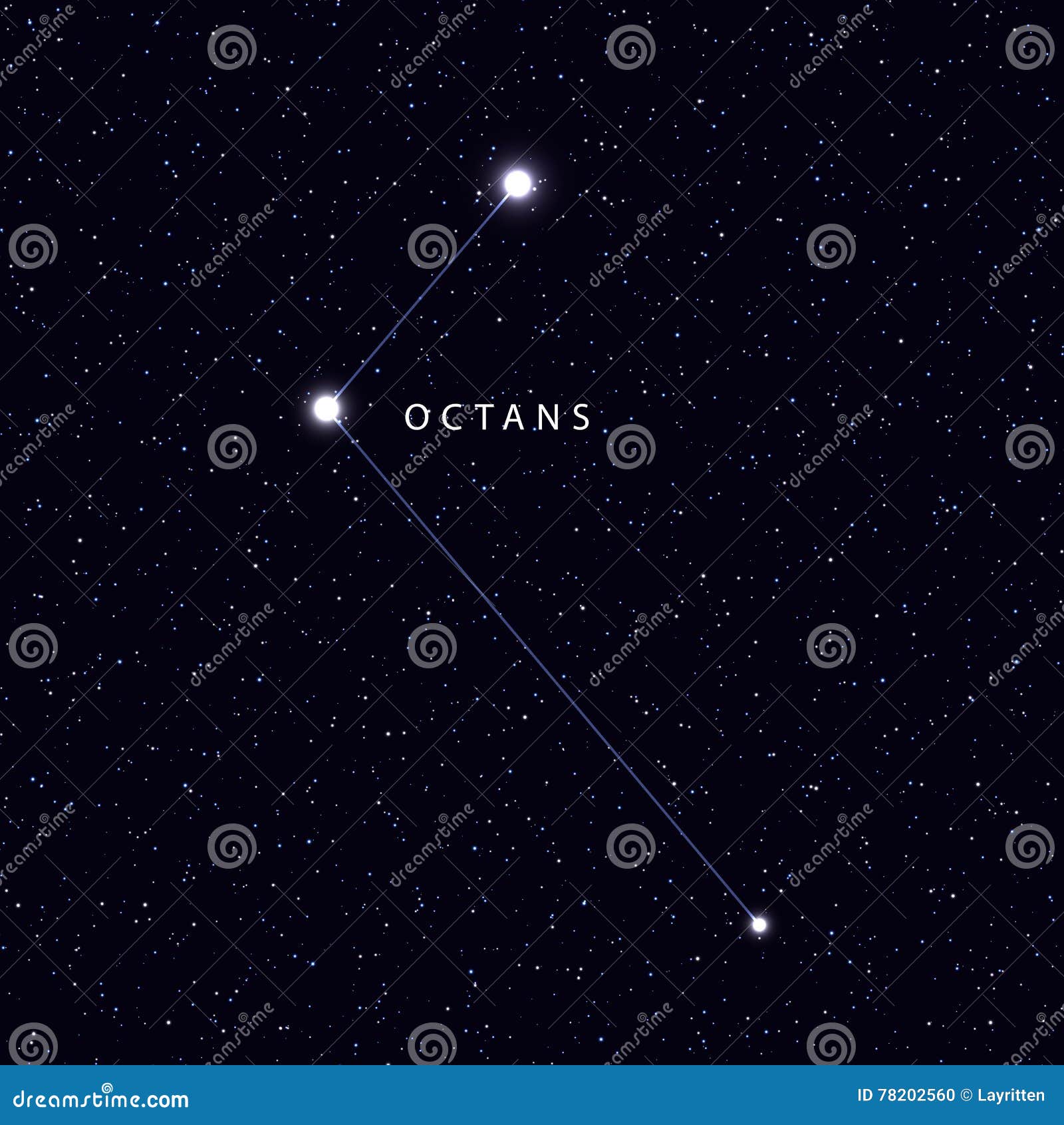 Constellation Octans, Octant, Night Star Sky Vector Illustration ...