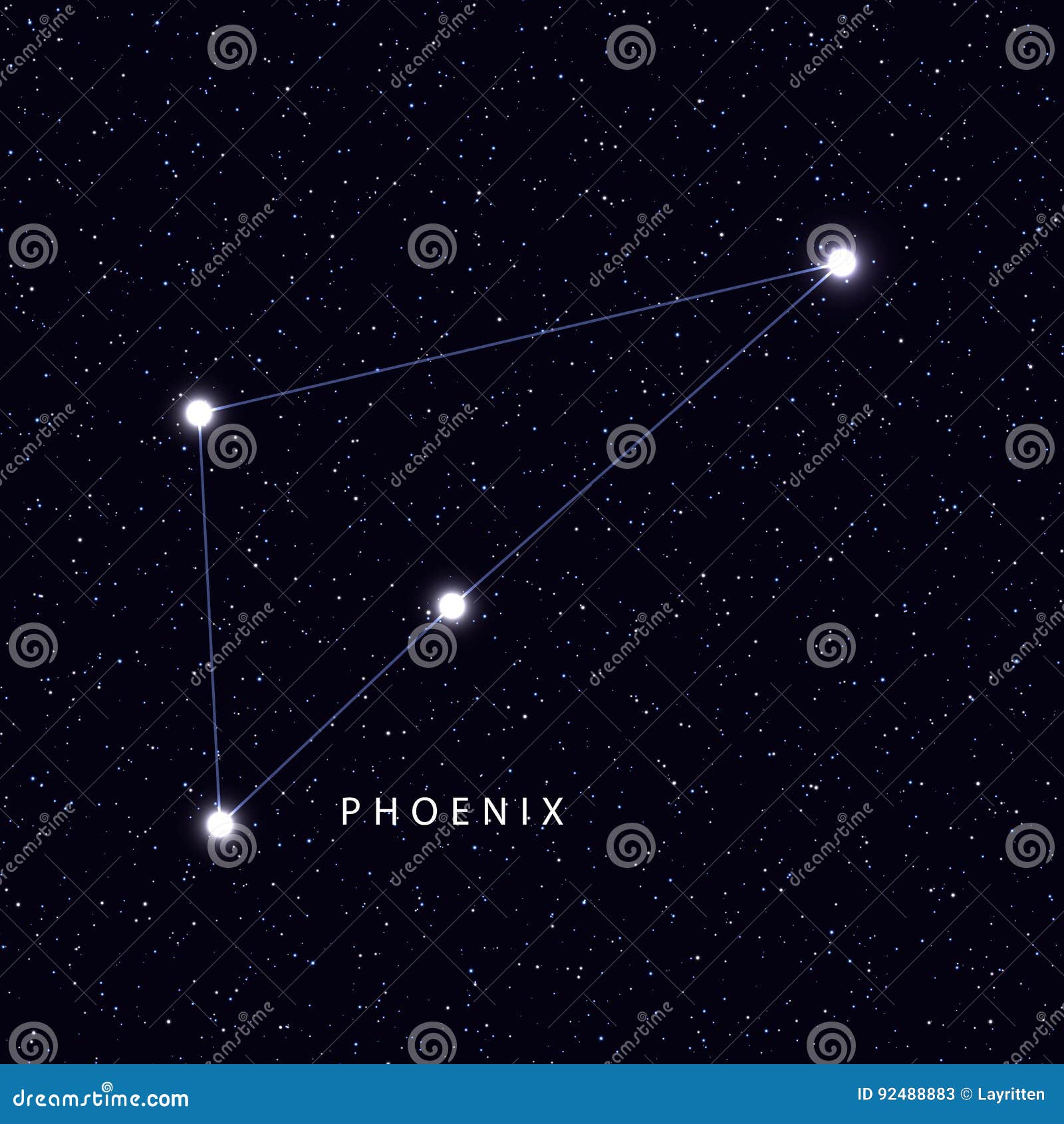 Phoenix Constellation Map On A Starry Space Background Stock ...