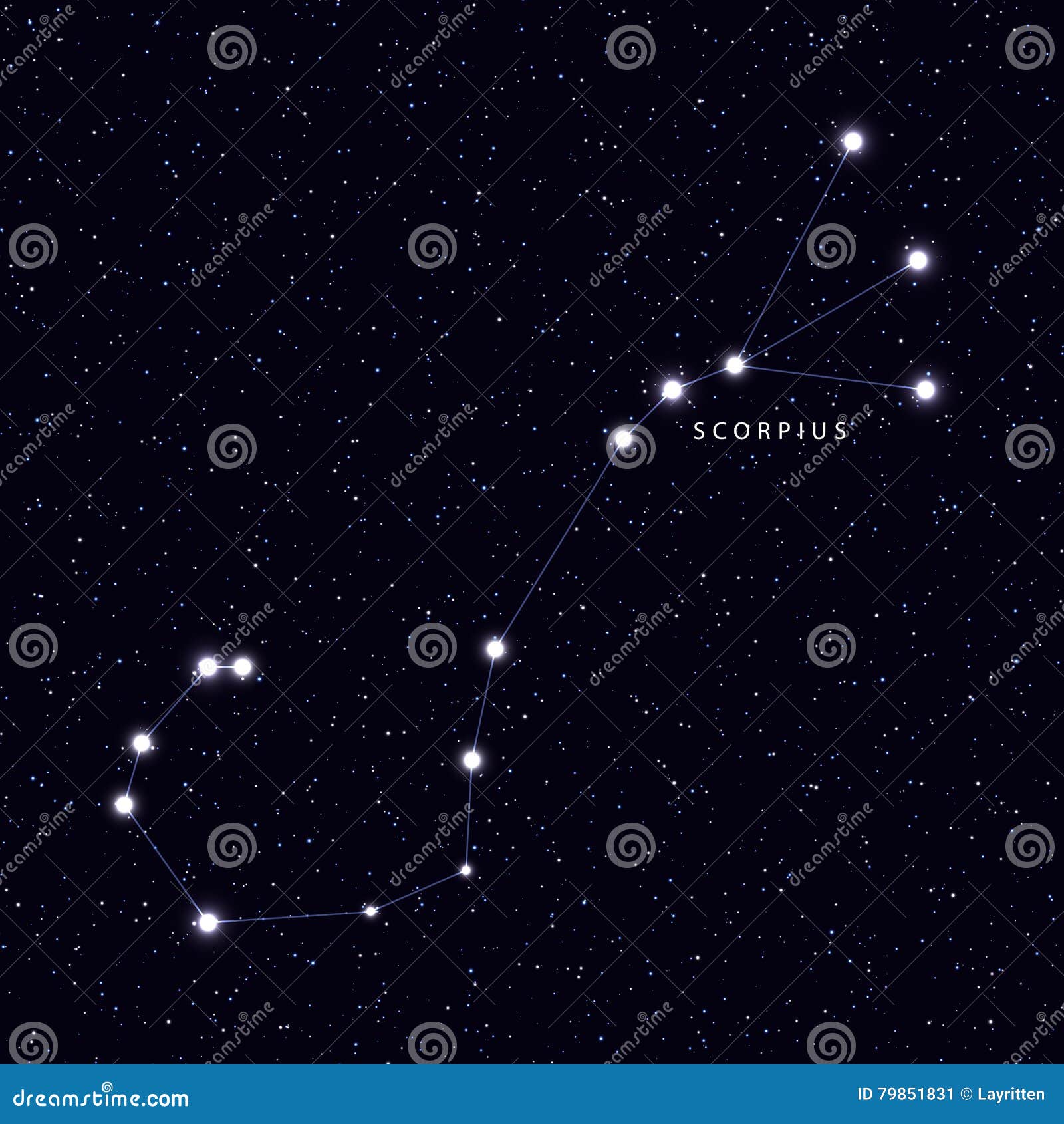 Sky Map with the Name of the Stars and Constellations. Stock Vector ...