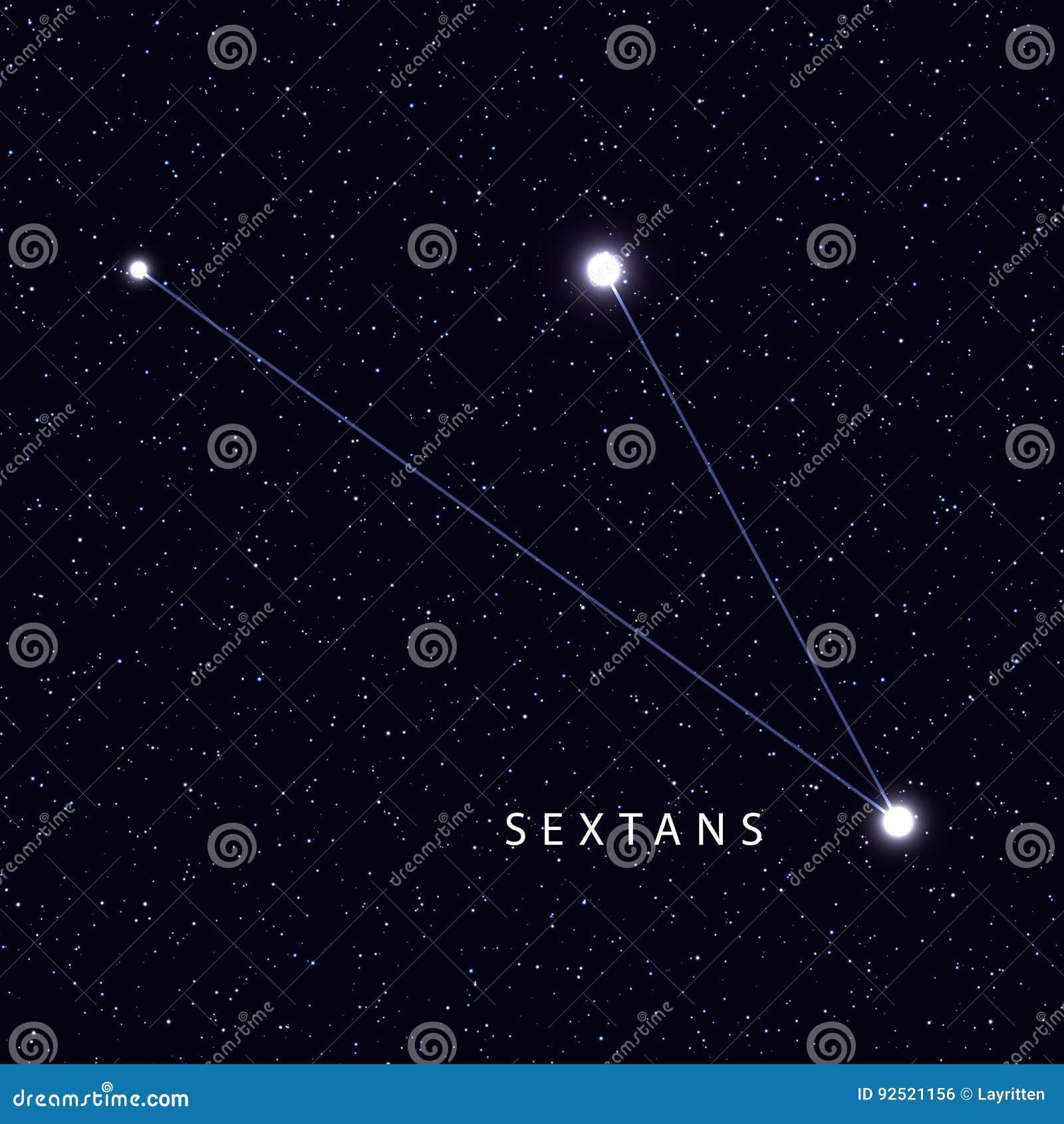 Sky Map with the Name of the Stars and Constellations. Astronomical Symbol Constellation Sextans ...