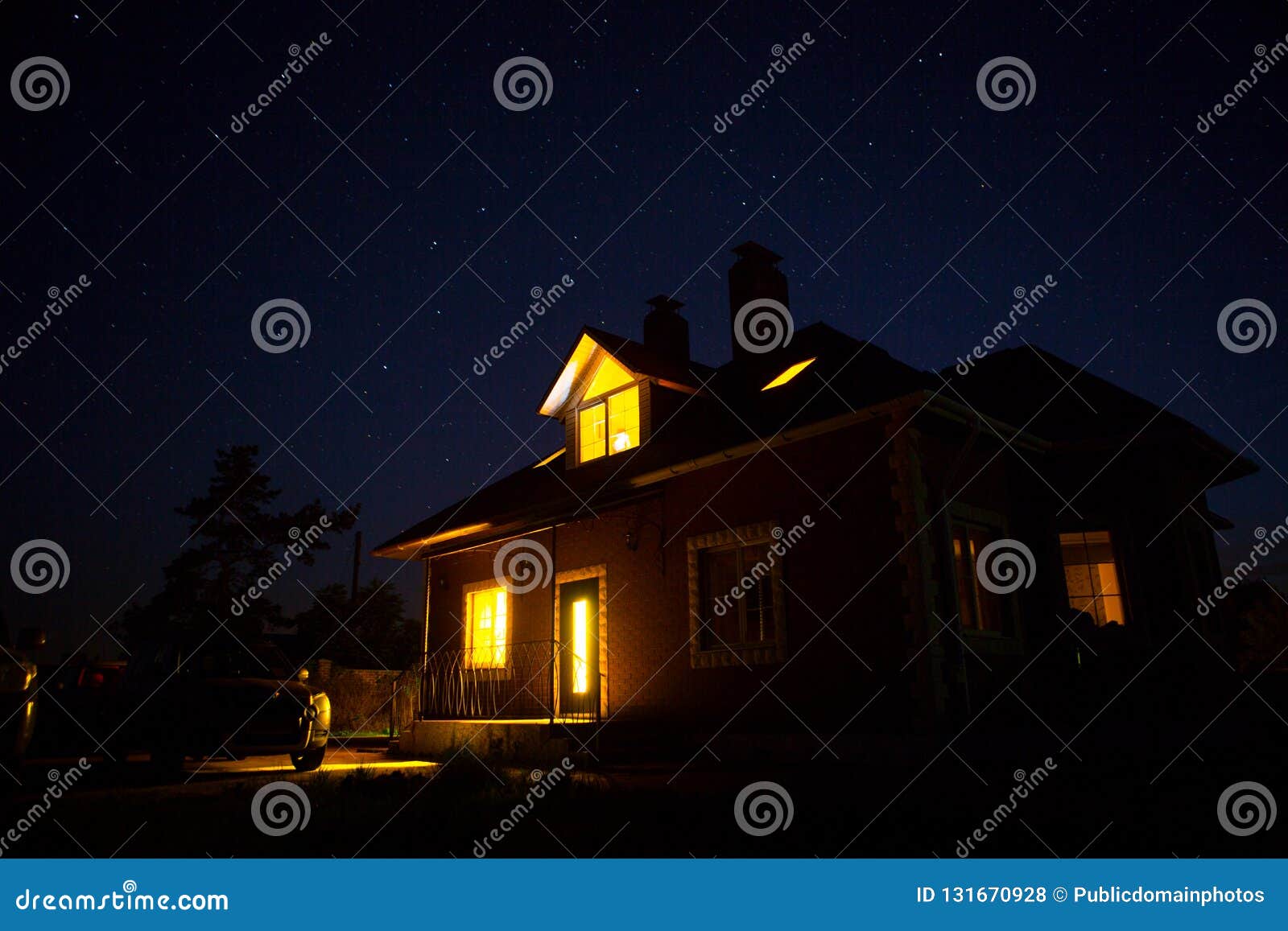 Sky, Night, House, Light Picture. Image: 131670928