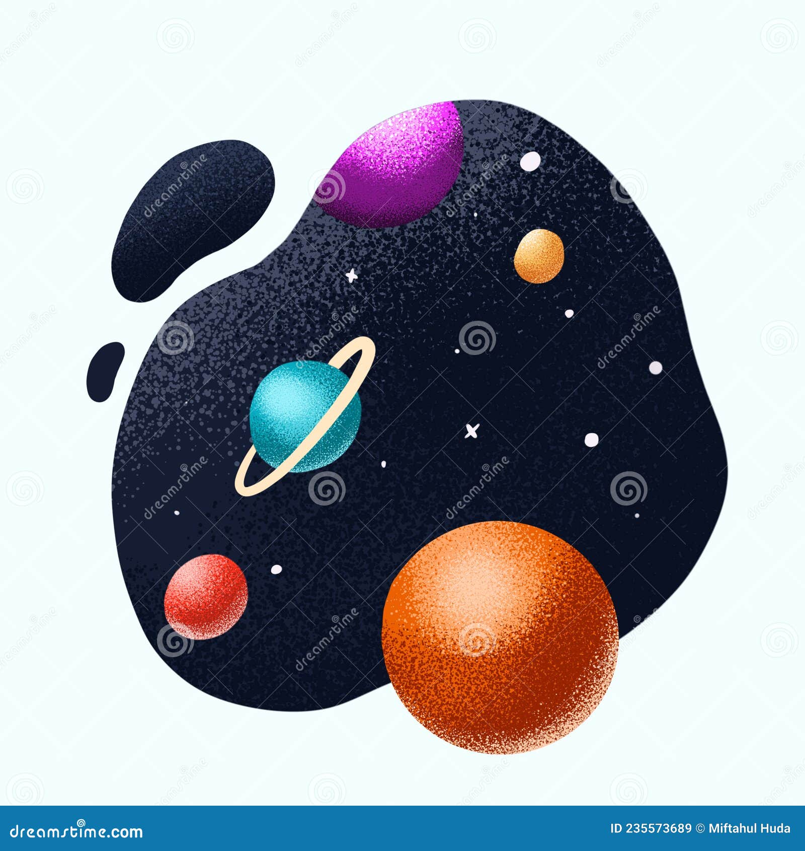 Sky Objects Illustration with the Outer Space Background. Stock ...