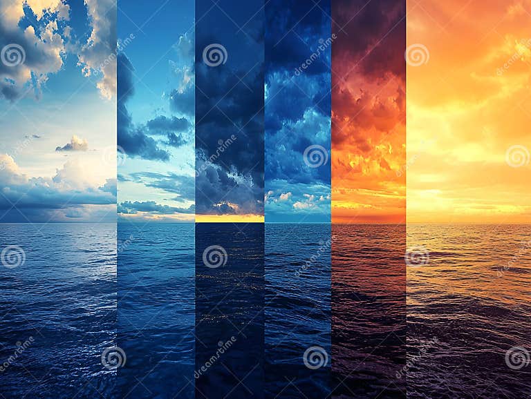 Sky and Ocean Gradient Showing Different Color Tones Stock Illustration ...