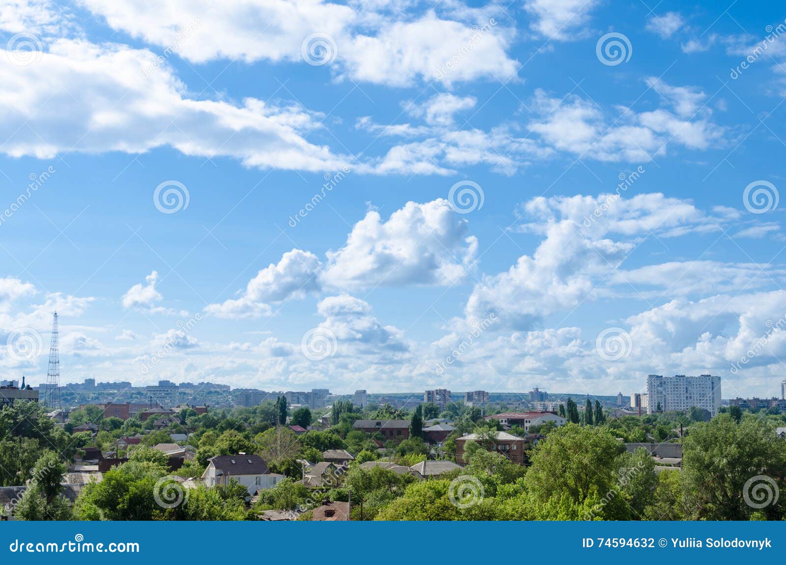 Sky over buildings. stock photo. Image of district, horizon - 74594632