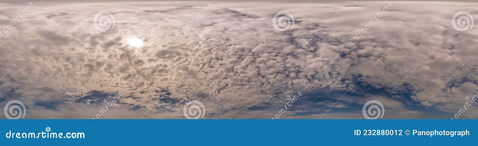 Blue Sky Panorama with Cumulus Clouds. Seamless Hdr 360 Degree Pano in ...