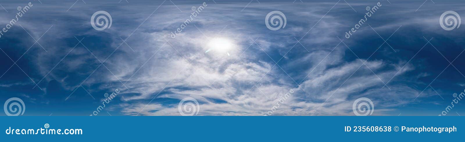 Blue Sky Panorama with Cirrus Clouds. Seamless Hdr 360 Degree Pano in ...