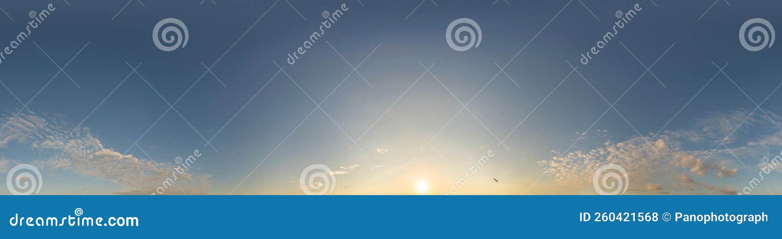 Blue Summer Sky Panorama with Light Cirrus Clouds. Hdr Seamless ...