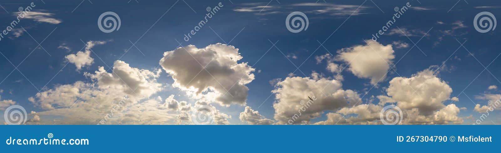 Blue Sky Panorama with Puffy Cumulus Clouds. Seamless Hdr Pano in ...