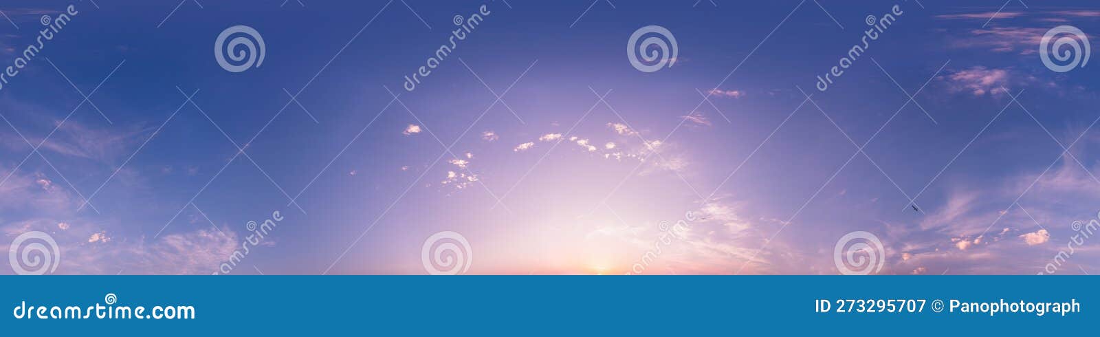 Lavender or Lilac Color Sky Panorama with Cirrus Clouds. Seamless Hdr ...