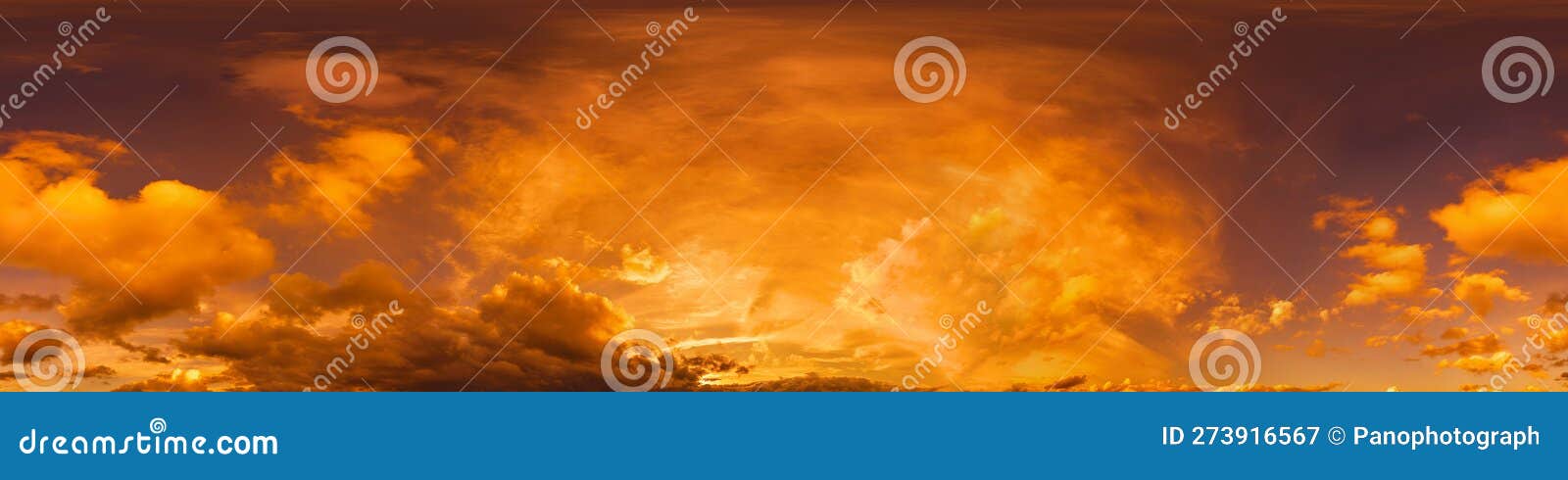 Glowing Golden Red Sunset Sky Panorama. HDR 360 Seamless Spherical ...
