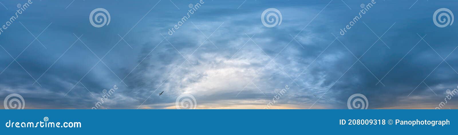 Sky Panorama on Overcast Rainy Day with Low Clouds in Seamless ...