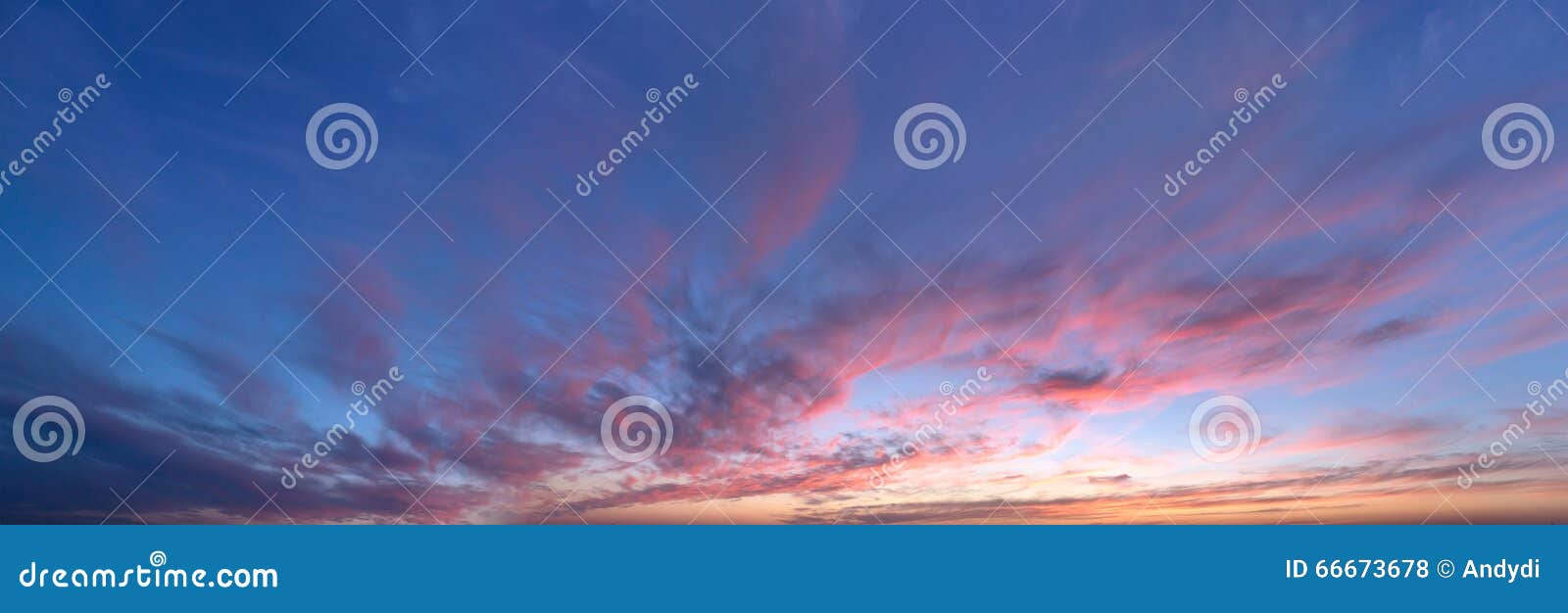 Sky Panorama, Sunset with Clouds Stock Photo - Image of scenery ...