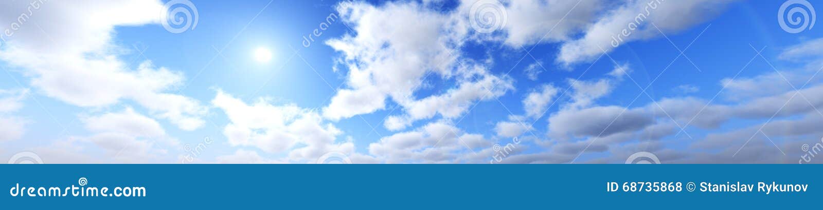 Sky Panorama View of Clouds and Sun, Banner Stock Illustration ...