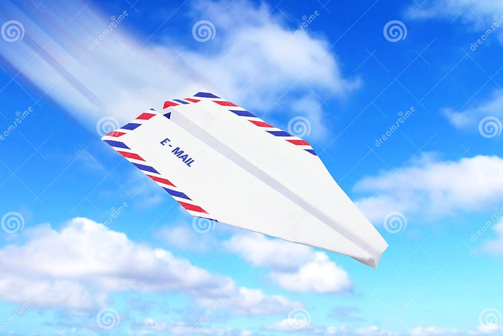 Sky and Paper Airplane Email Concept Stock Photo - Image of contact ...