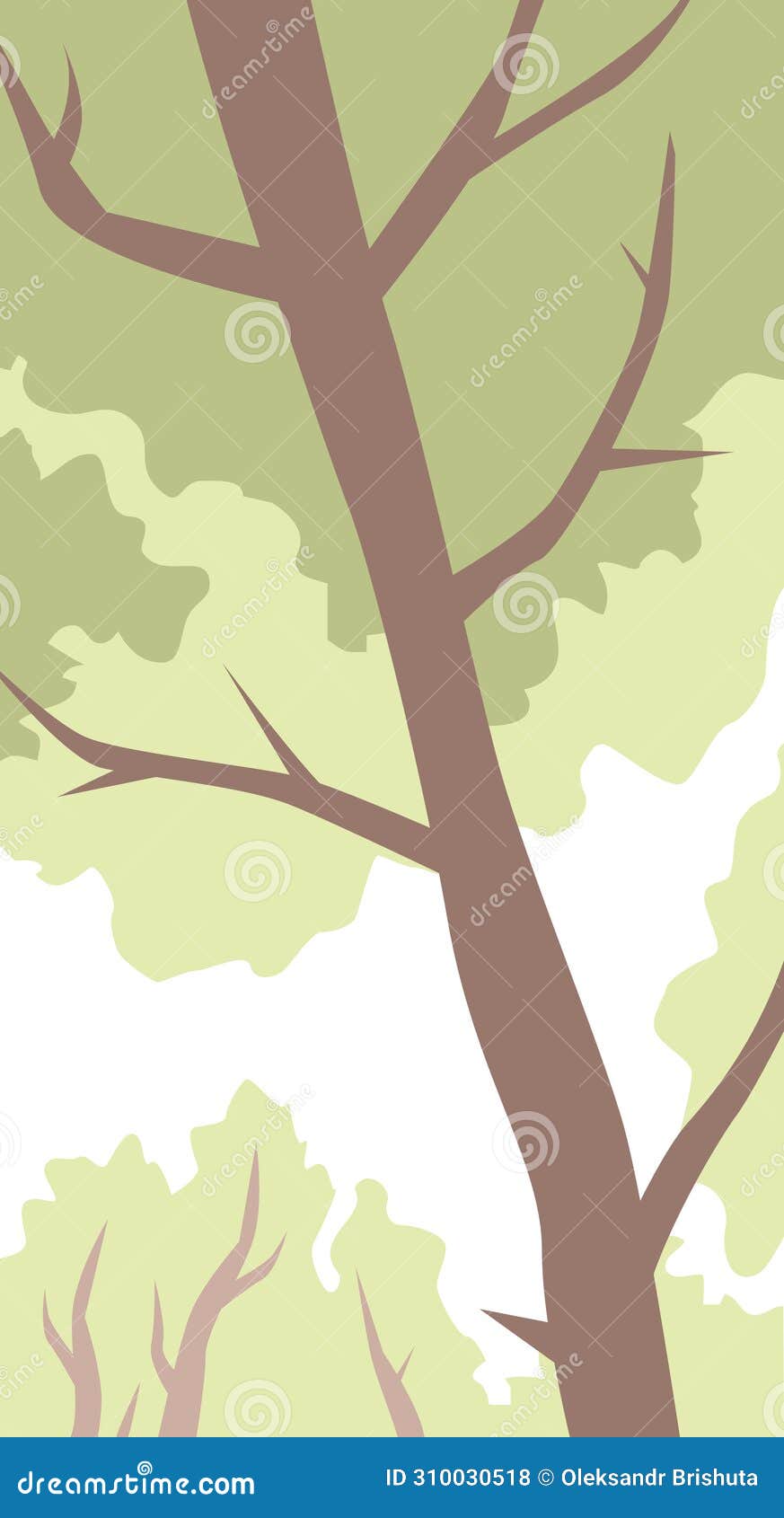 The Sky Peeks Through The Treetops. Forest. Big Trees. Vector ...
